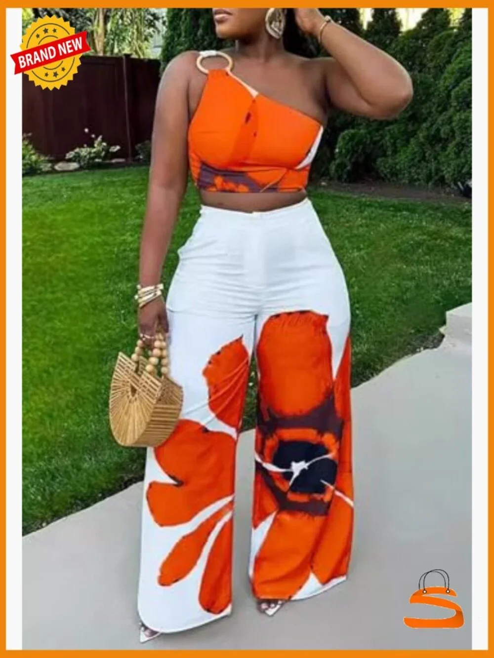 Pants & Jumpsuits | Two Piece Outfit One Shoulder Crop Top Wide Leg ...